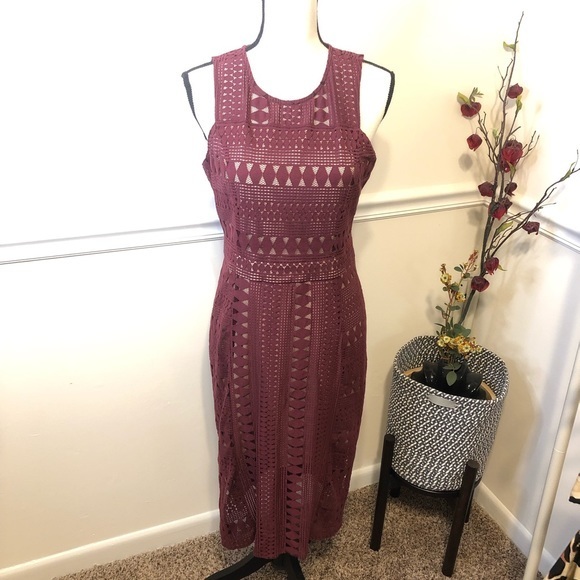 fab'rik | Dresses | Fabrik Lace Overlay Bodycon Midi Dress L | Poshmark